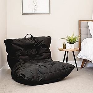 Big Joe Roma Bean Bag Chair, Black Plush, Soft Polyester, 3 feet