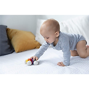 PlanToys Wooden Baby Car Toy (5229) | Rainbow Color Collection |Sustainably Made from Rubberwood and Non-Toxic Paints and Dyes