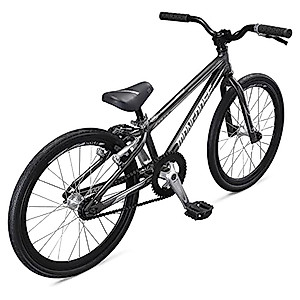 Mongoose Title Micro BMX Race Bike, 20-inch Wheels, Beginner Riders, Lightweight Tectonic T1 Aluminum Frame and Internal Cable Routing, Charcoal