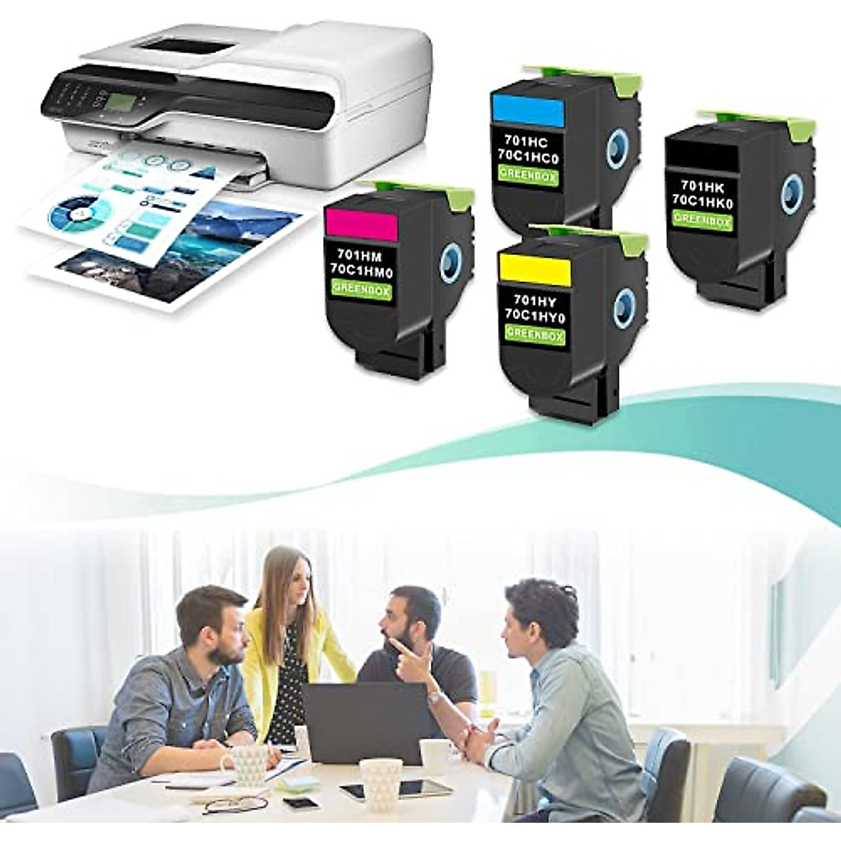 GREENBOX Remanufactured CS410DN Toner Cartridge Replacement for Lexmark 70C1HK0 70C1HC0 70C1HM0 70C1HY0 High Yield for Lexmark CS310dn CS410dn CS310n CS310 CS510de CS410n CS410dtn Printer (4 Pack)