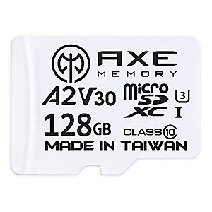 AXE MEMORY 128GB microSDXC Memory Card + SD Adapter with A2 App Performance, V30 UHS-I U3 4K