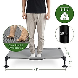 Large Elevated Dog Bed, Portable Raised Pet Cot, Chew Proof Dog Bed Platform with Adjustable Anti-Slip Feet, Waterproof Pet Bed, Breathable Mesh Large Dog Beds Great for Outdoor & Indoor