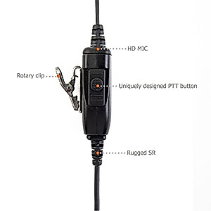 SHON Radio Law Enforcement earpiece - Walkie Talkie Headphones with Clear Mic and Speaker, Flexible G Type Swivel Ear Hook,Two Way Radio earpiece for Kenwood Police Walkie Talkies