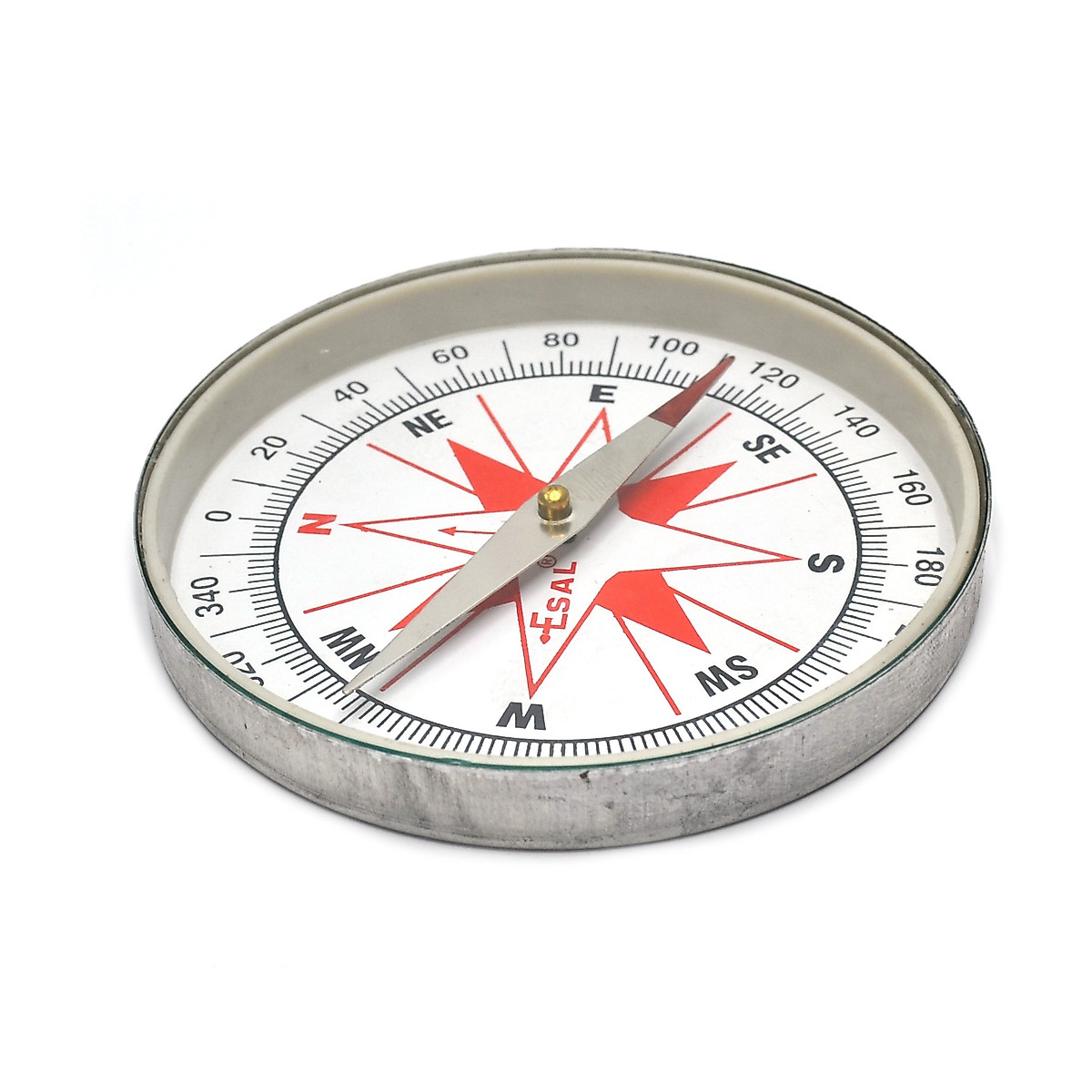 Plotting Compass, Glass Face, Aluminum Casing, 4" Diameter, Eisco Labs