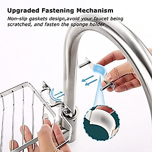 Faucet Sponge Holder for Kitchen Sink, ZeJlo Faucet Rack for Kitchen Sink and Shower Caddy, Premium SUS304 Stainless Steel Detachable Hanging Faucet Drain Rack for Soap Sponge Brush Scrubber
