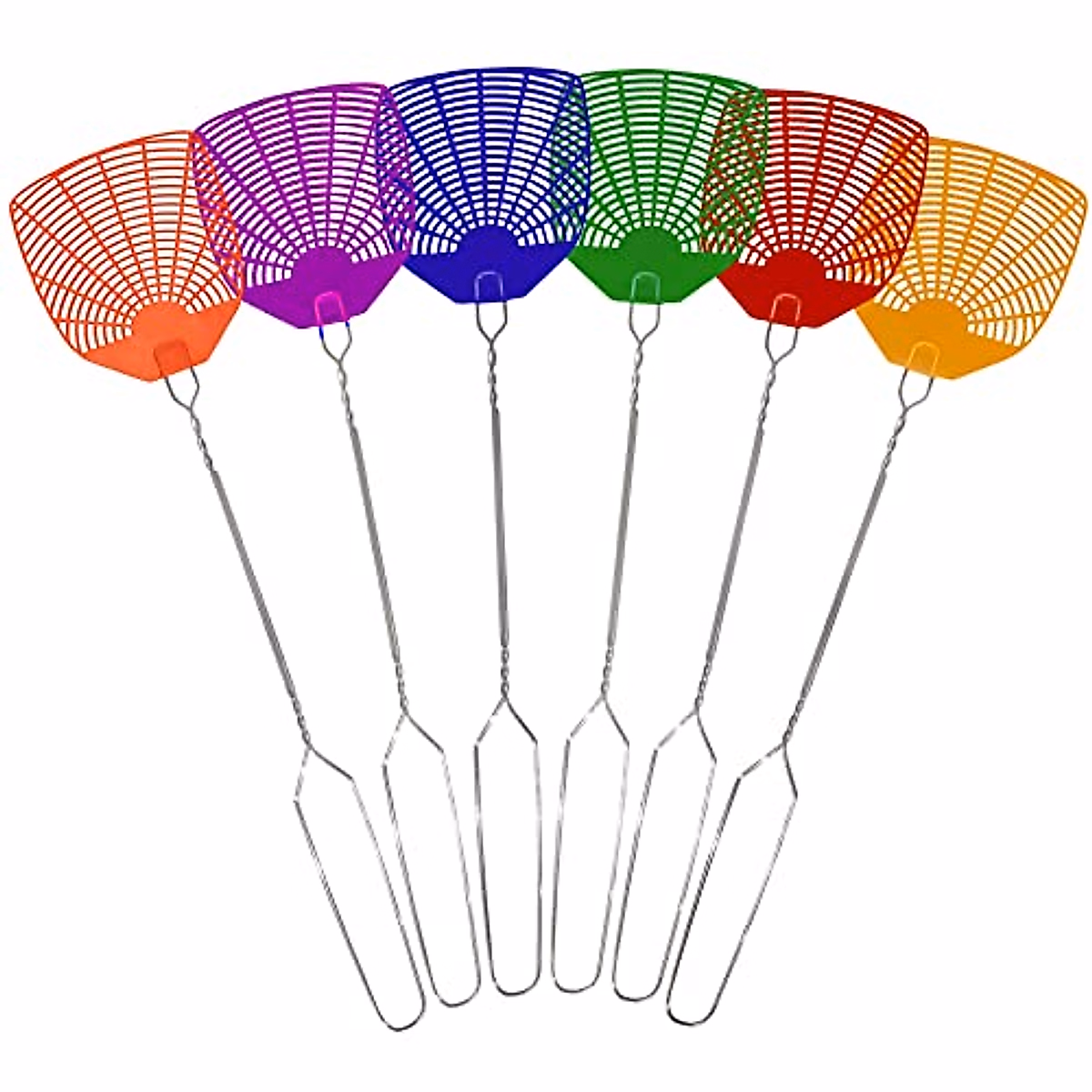 Supreme Bug & Fly Swatter 6-Pack – Braided Metal Handle 6 Pack Fly Swatters, Multi Pack Colors, – for Indoor/Outdoor – Flyswatter (21 inch- Set of 6)