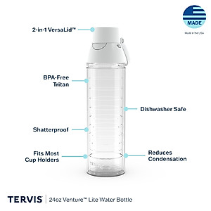 Tervis Venture Lite Marvel - Captain America Shield Grid Made in USA Double Walled Insulated Tumbler Travel Cup Keeps Drinks Cold & Hot, 24oz Water Bottle, Classic