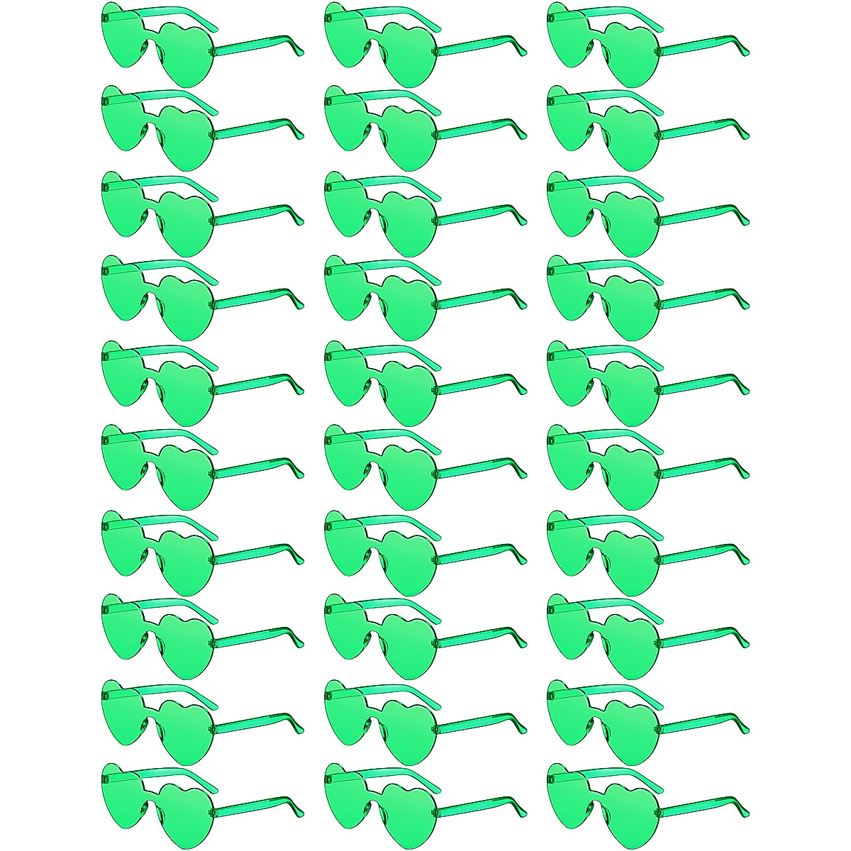 Colzzy Pcs Heart Shaped Rimless Sunglasses Transparent Colorful Frameless Glasses Eyewear Bachelorette Party (Fluorescent Green)