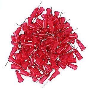100pcs 25Ga 1/2" Red Blunt Dispensing Needles Syringe Needle Tips
