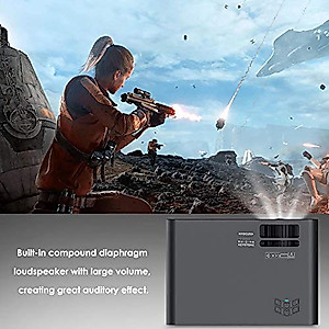 Video Projector, 800x480P 1500 Brightness 1000:1 Contrast HD LED Movie Projector Support Red Blue 3D, Mini Portable Projector Home Theater Support Dual USB/HDMI/VGA/AV/KTV(Black)