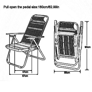 TEmkin Office Chair,Balcony Recliner, Bamboo Weaving Balcony Office Recliner Reclining Sun Lounger Outdoor Garden Patio Gravity Lazy Folding Chair