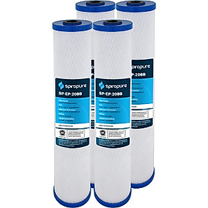 SpiroPure SP-EP-20BB 20x4.5 5 Micron NSF Certified Coconut Shell Carbon Block Water Filter Cartridge EP-20BB 155583-43 CB-45-2005 (Case of 4)
