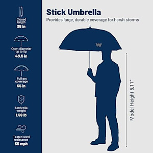 Weatherman Umbrella - Stick Umbrella - Windproof Umbrella Resists Up to 55 MPH Winds - (White)