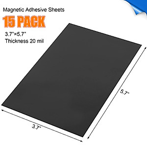 15 Pack Magnetic Sheet with Adhesive, 3.7" x 5.7" Adhesive Magnetic Sheets, Cuttable Flexible Magnetic Sheet, Displate Replacement Magnets Backing