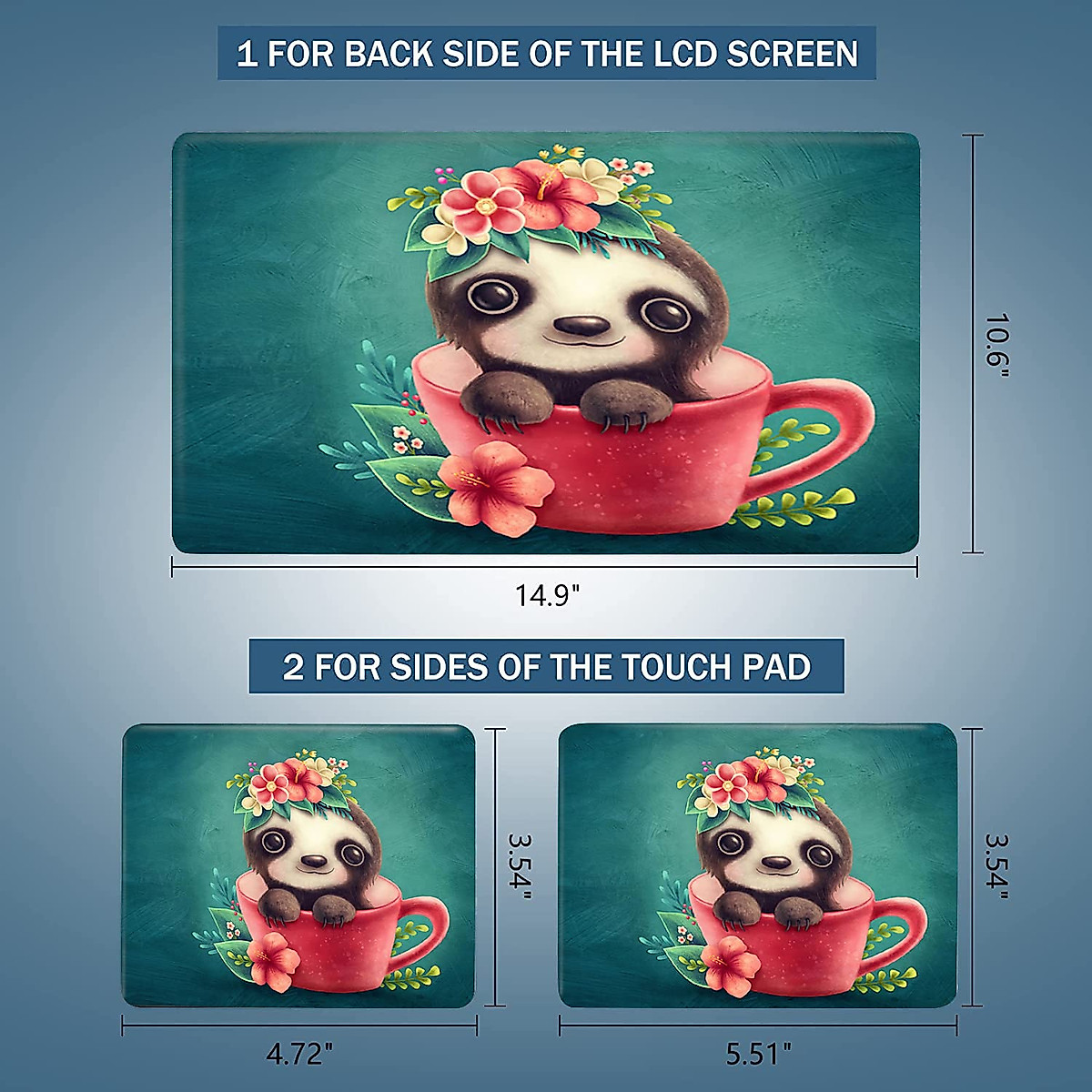 15 15.4 15.6 Inches Laptop Skin Sticker Universal 12.1 13 13.3 14 Inches Netbook Skin Sticker Personalized Reusable Notebook PC Art Protector（Cute Teacup Bear）