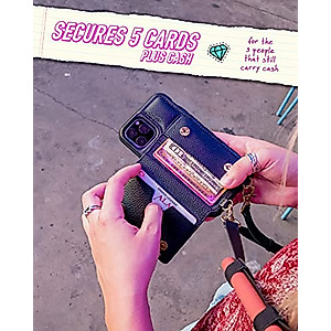 Smartish iPhone 11 Pro Max Crossbody Case for Women - Dancing Queen [Purse/Clutch with Detachable Strap & Card Holder] - Stiletto Black-Gold