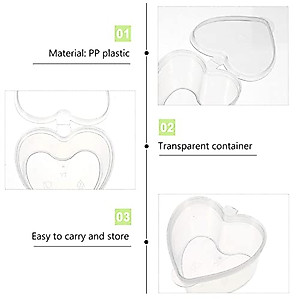 Didiseaon 50Pcs Heart Shaped Condiment Container Clear Plastic Seasoning Containers Small Boxes with Lid Bowl for Home Kitchen Takeout Use 50ml