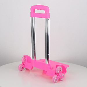 YsXoWiui Stair Climbing Cart Folding Hand Cart Aluminum Alloy Bracket Moving Cart for Outdoor, Personal, Travel, Pink