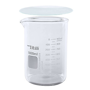 ADAMAS-BETA 1000ml Low Form Glass Beaker with 150mm Watch Glass Beaker Cover for Laboratory,Teaching,Science