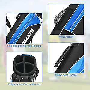 GYMAX Complete Golf Club Set for Kids/Children Right Hand, Includes #3 Fairway Wood &amp; #7 &amp; #9 Irons, Putter, Foamed Head Cover, Portable Youth Golf Club Set (for Age 11-13, Blue)