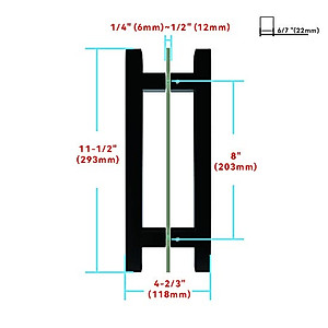 8" Back to Back Ladder Shape Pull Shower Door Handle Compatible with 1/4" to 1/2" Thickness Glass Door for Frameless Shower Doors, Matte Black with 304 Stainless Steel