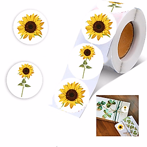 Pop Resin Sunflowers Sticker 1.5 inch Wildflower Sticker for Crafts Water Bottle Laptop Notebook 500 pcs per roll Christmas Valentine Labels,Yellow