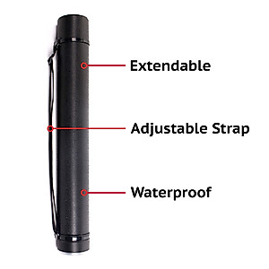 2-Pack Extendable Poster Tubes Expand from 24.5” to 40” with Shoulder Strap | Carry Documents, Blueprints, Drawings and Art | Black Portable Durable Round Storage Cases with Lids and Labels