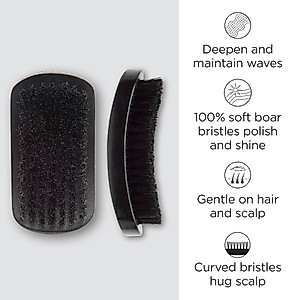 Diane 100% Boar Bristle Curved Brush for Men and Women - Detangling, Smoothing Wave Styles for Fine to Medium Hair, Restores Shine and Texture