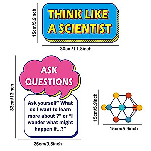 27PCS Think Like a Scientist Bulletin Board Set Science Posters Classroom Decor for Teachers Elementary Science Lab Cutouts for Class School Classroom Bulletin Board Office Party Decoration Supplies