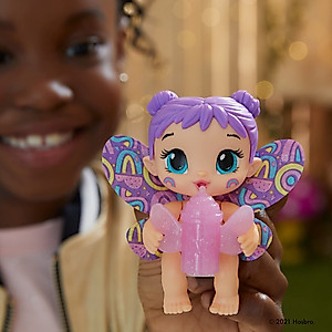 Baby Alive Glo Pixies Minis Doll, Plum Rainbow, Glow-in-The-Dark Doll for Kids Ages 3 and Up, 3.75-Inch Pixie Toy with Surprise Friend