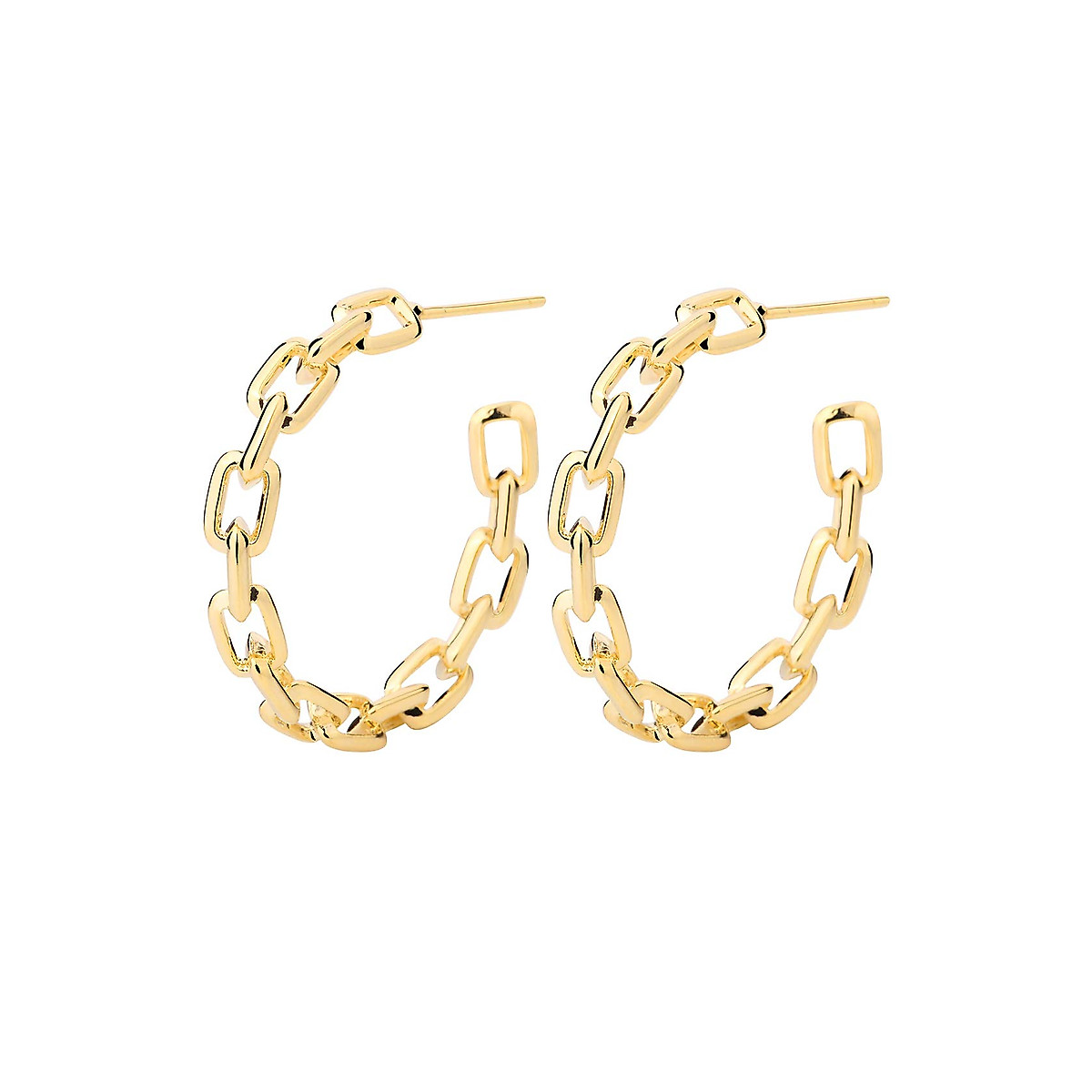 Hoop Earrings for Women - Chain Hoop Earrings in 14k Gold - Link Hoop Stud Earring（Dia.20mm）