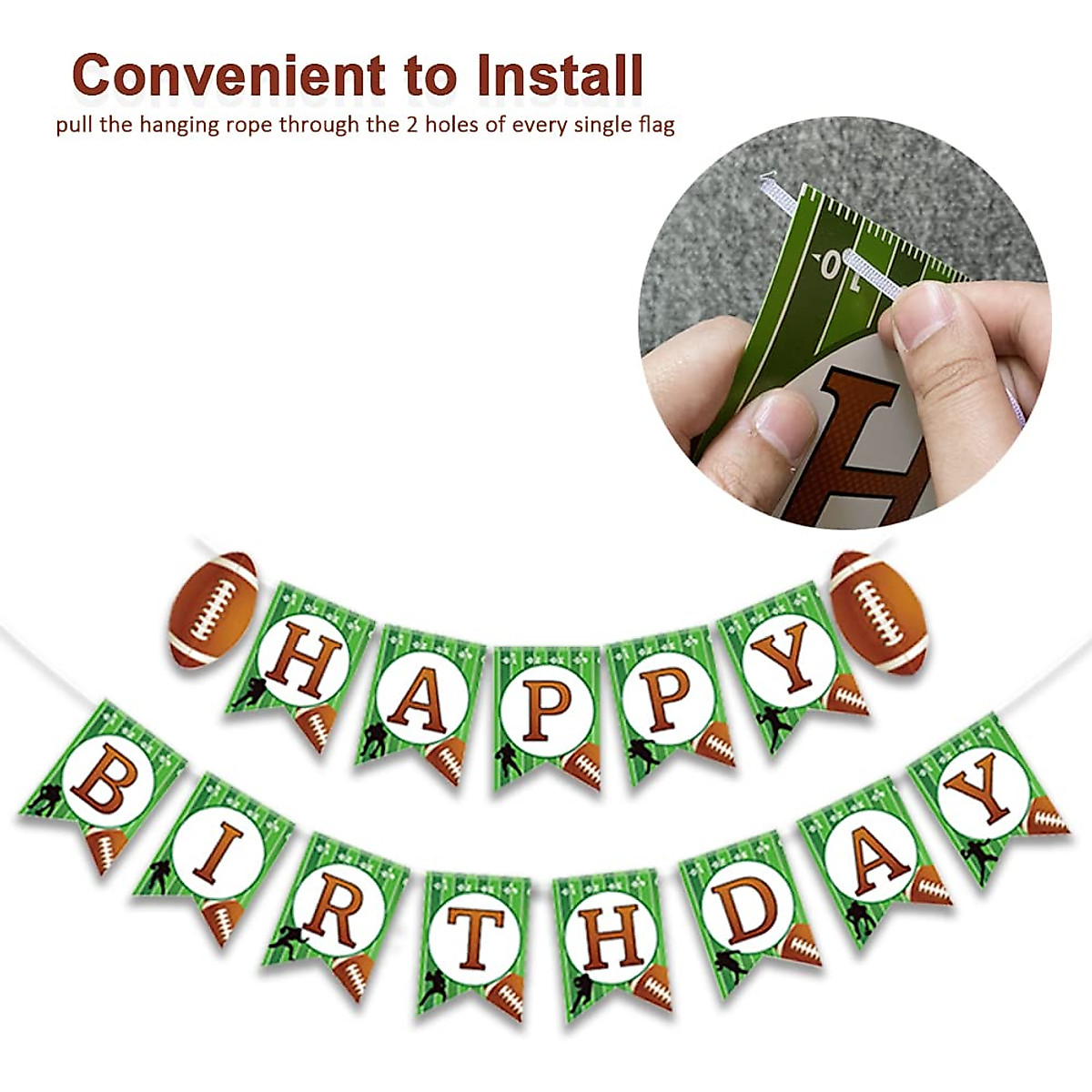 Football Party Decorations Football Happy Birthday Banner Party Supplies String Flags Football Bowl Game Sport Themed Bunting Sign Party Decor Favors