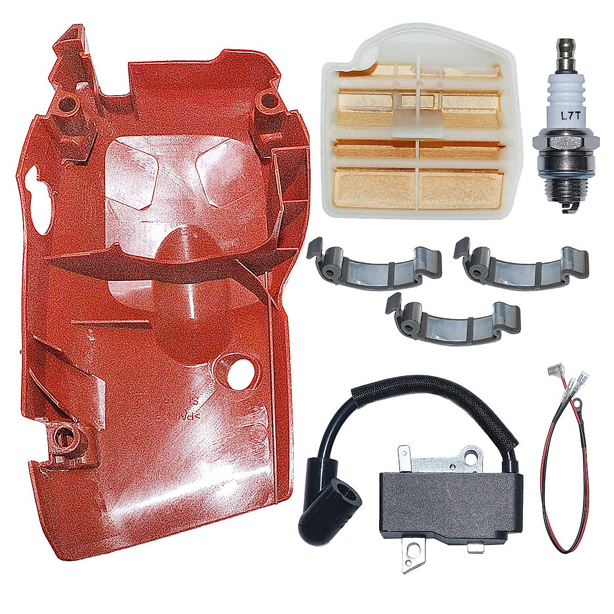 AUMEL Top Cylinder Cover Clip Ignition Coil Air Filter Kit For Husqvarna 445 450 445E 450E Chainsaw Replace 573935701,544080803