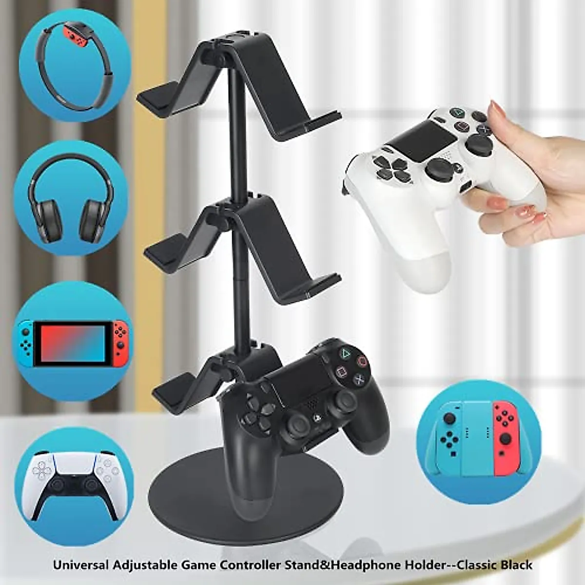 KELJUN Controller Stand 3 Tier,Headphone Holder, Multi Adjustable Game ...