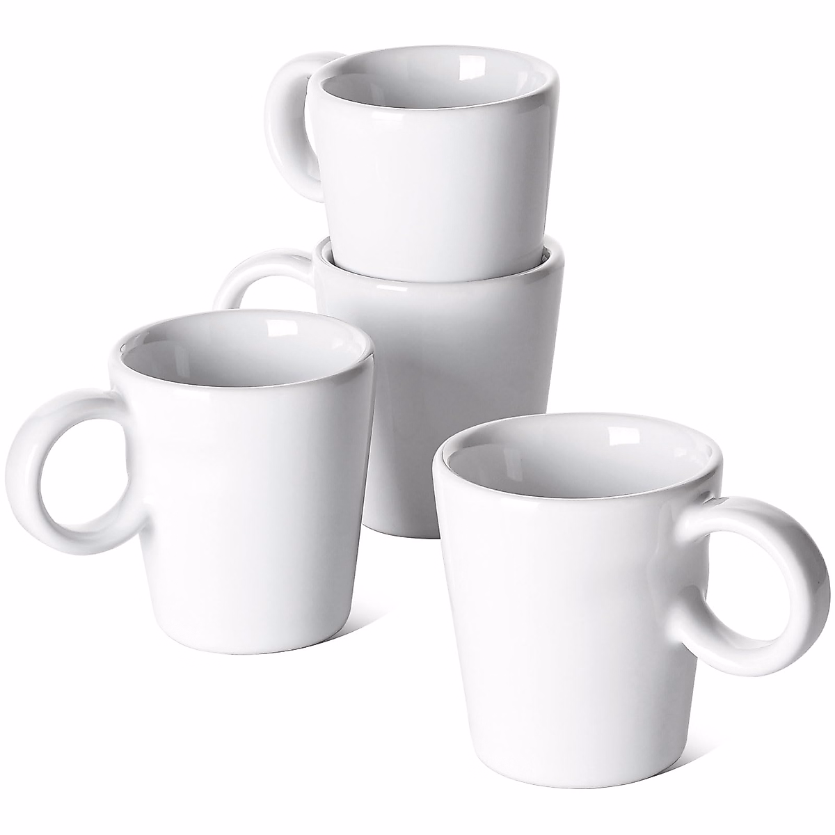 LE TAUCI 3 oz Espresso Cups, Ceramic Demitasse Cup, Mini Espresso Mugs for Home or Office, Stackable Expresso Shots Cup Perfect for Espresso Machine, Set of 4, White