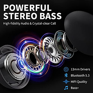 Wireless Earbuds Bluetooth 5.3 Headphones 120Hrs Playtime Wireless Charging Case Digital LED Display Over-Ear Earphones with Earhook Waterproof Headset with Microphone for Sport Running Workout