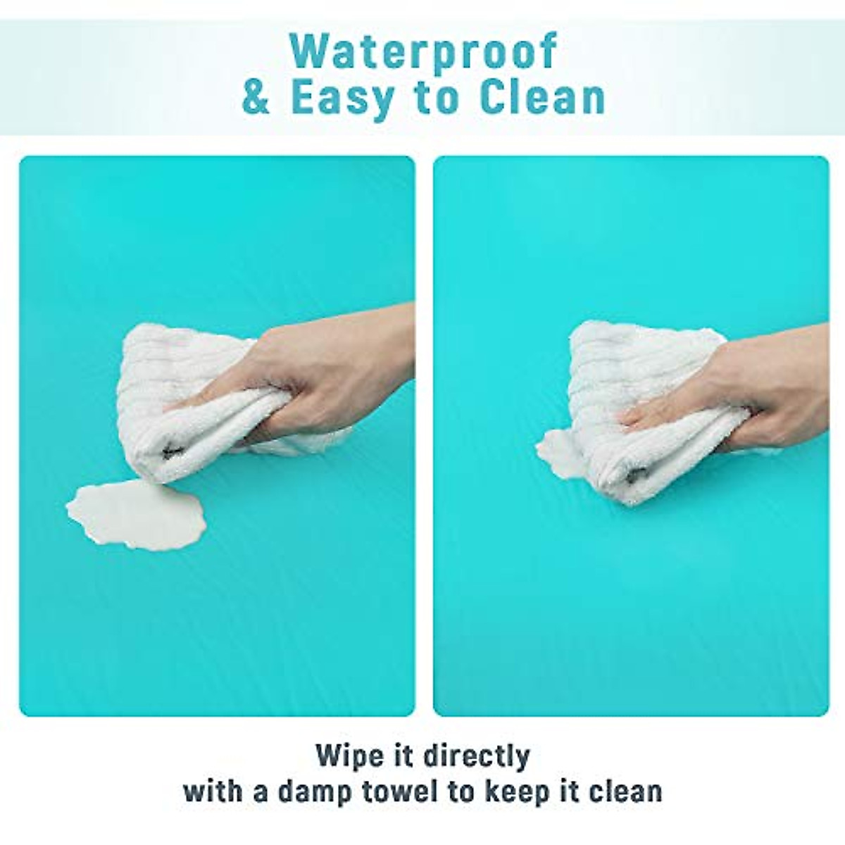 Minnebaby Hexagon Playpen Mat Compatible with Graco Traveler Playard & Regalo Play Yard, Self Inflating Playard Pad, Comfortable and Portable Playmat with Carrying Bag - Blue