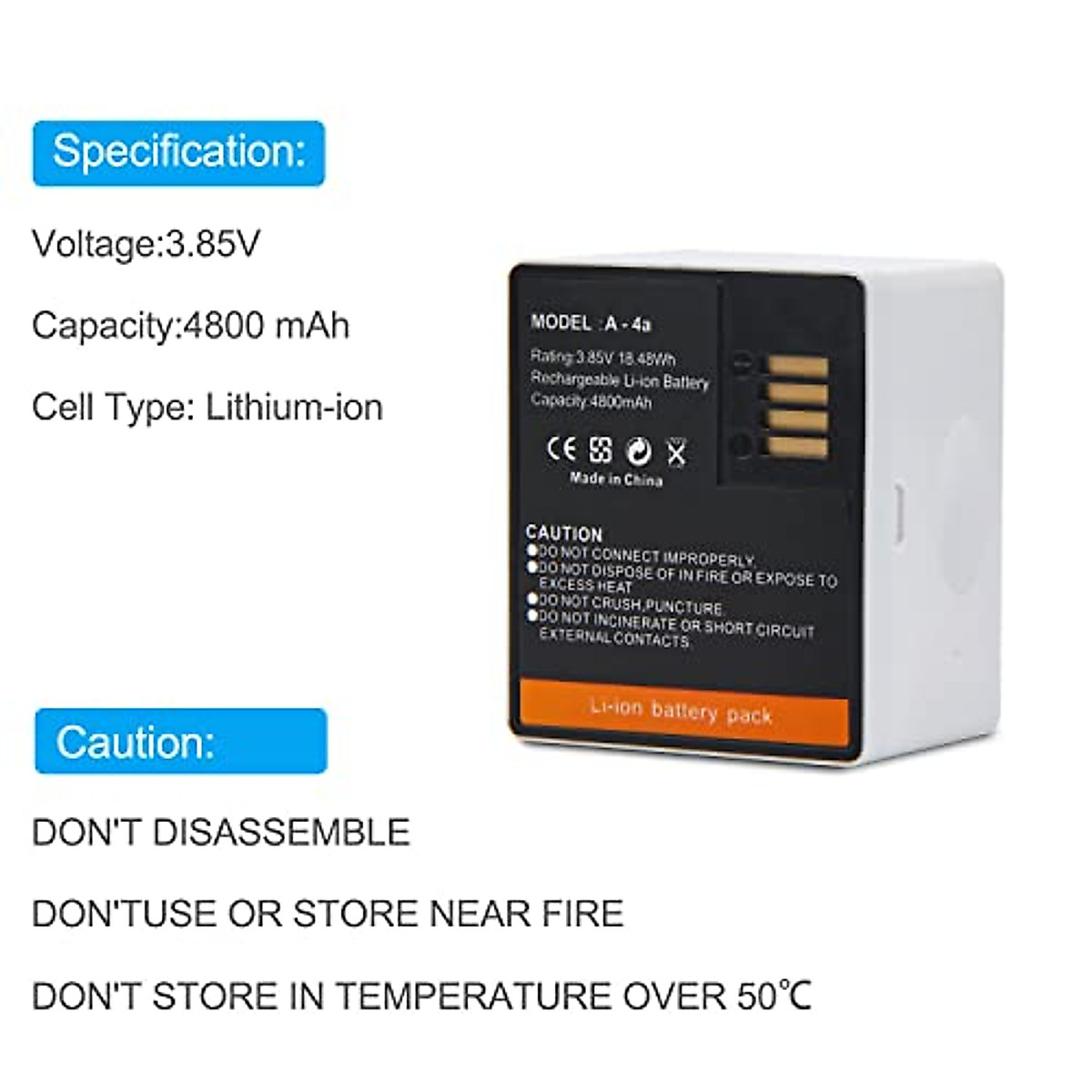 HSX 2-Pack 4800mAh Rechargeable Battery Compatible with Arlo Ultra, Ultra 2, Arlo Pro 3 and Pro 4 Cameras[3.85V/18.48Wh/4800mAh]