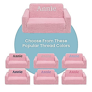 Delta Children Cozee Flip-Out Sherpa 2-in-1 Convertible Sofa to Lounger for Kids – Customize with Name, Pink