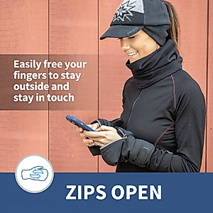 TrailHeads Women’s Convertible Zip Mitts | winter running mittens | thermal mittens for cold weather | women’s mittens for outdoor sports - black (small/medium)