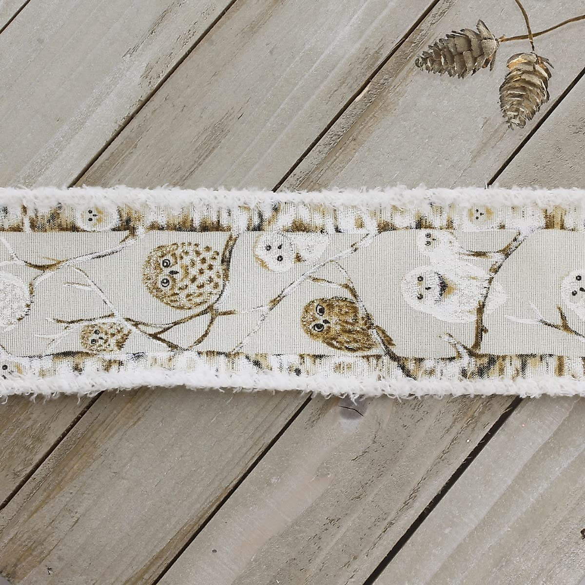 Ribbon Traditions Woodland Owls Fringe Edge Wired Ribbon 2 1/2" by 10 Yards