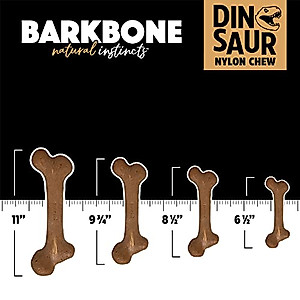 Pet Qwerks Dinosaur BarkBone - Nylon Dog Bone for Aggressive Chewers - Bacon Flavor - 11"