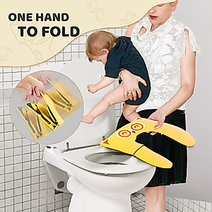 Gimars Upgrade Non-Slip Easily Removed Foldable Travel Potty Seat for Toddlers & Kids, 6 Large Non-slip Silicone Pad, Home Reusable Portable Toilet Seat Cover Fits Most Toilets, Free Carry Bag