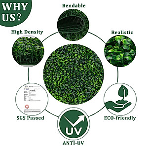 A & R 12 PCS 20"x20" Artificial Grass Wall - UV Protected Boxwood Hedge Wall Panels - Suits for All Decorations