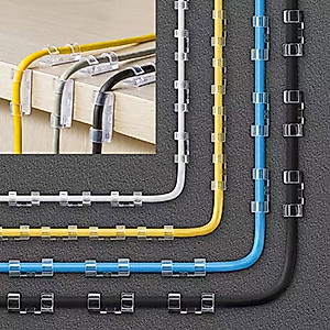 Jasni Self-Adhesive Desktop Socket Fixer Cable Organizer Wall Hanging Power Strip Holder Fixator Plug-in Removable Wall-Mounted Fixer 36 pcs Cable Clips Wire Holder Cord Management (White)