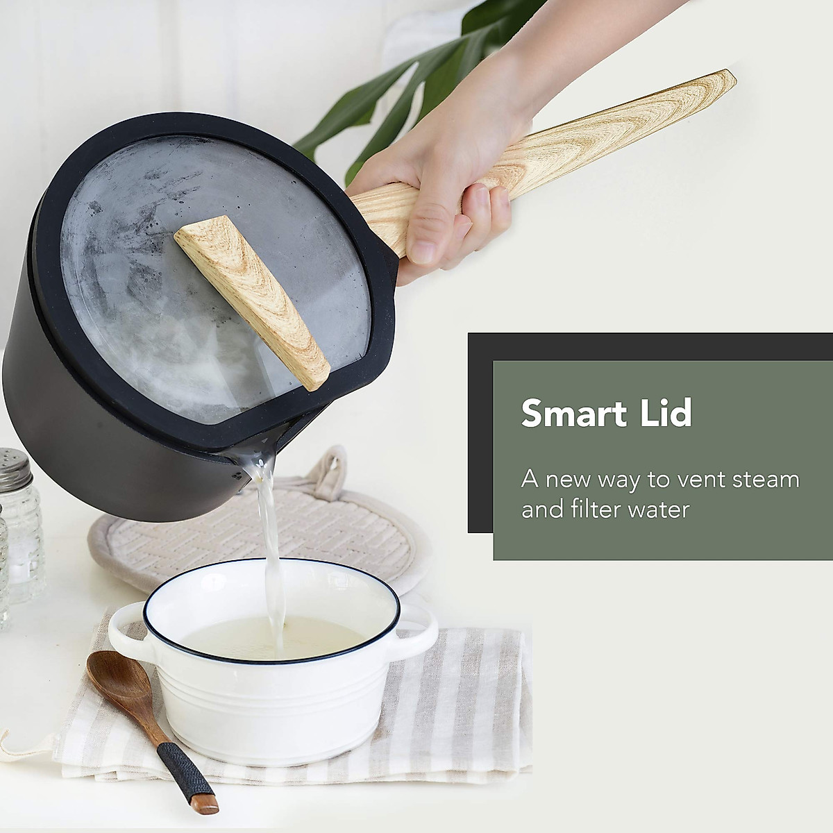 Sunday Chef 7 Inch Nonstick Aluminum Sauce Pan With Silicone & Glass Lid, Non-Stick Pan with Patented Standing Design For Convenient Storage, Easy To Clean Small Sauce Pan with Lid