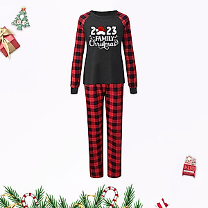 Christmas Pajamas for Family 2023 Matching Sets Xmas Long Sleeve Pj 2 Piece Set Festival Party Sleepwear Jammies(Women,11-Dark Gray,Large)