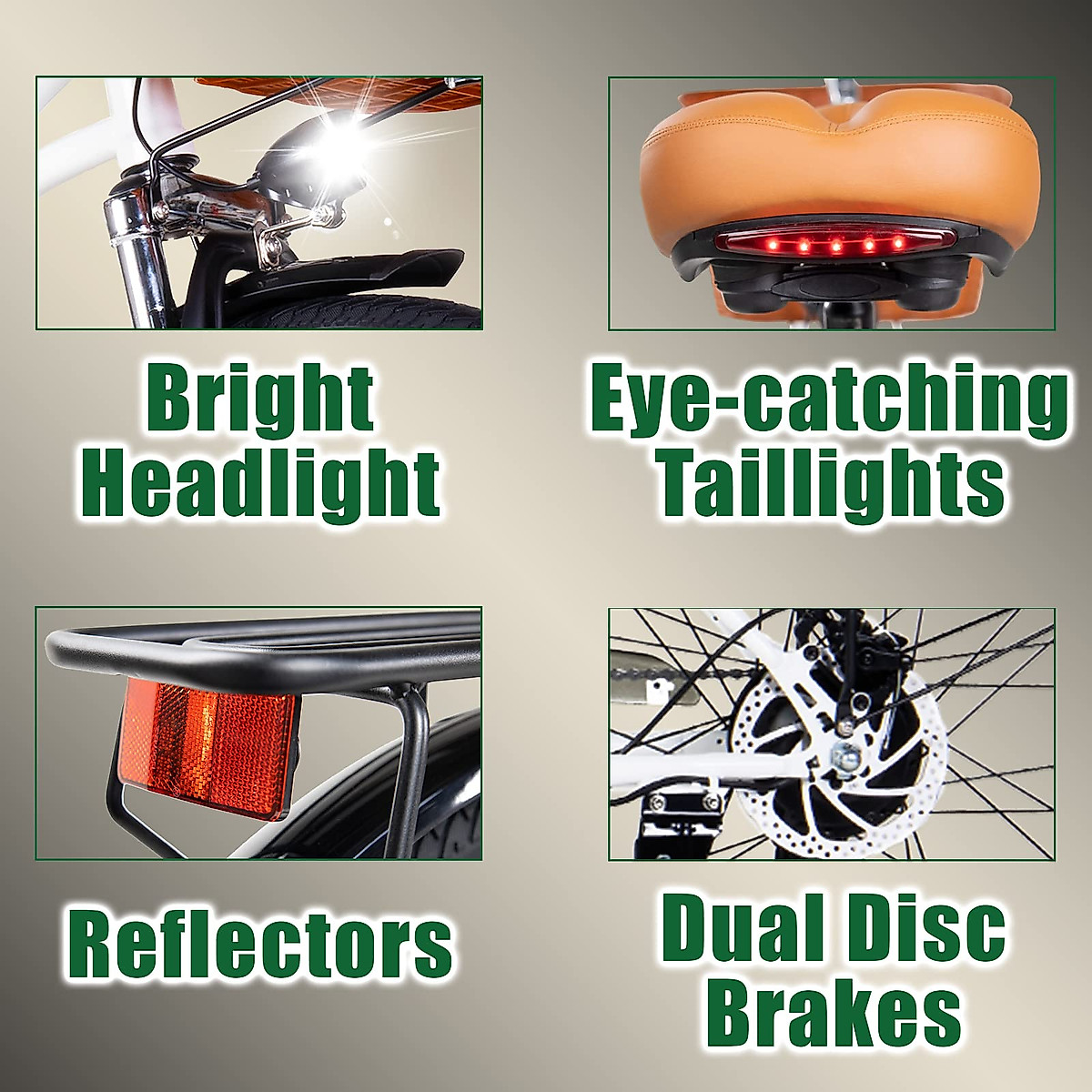 Electric Bike for Adult - 26" City Cruiser Electric Bicycle 350W Motor-12.5 Ah Removable Battery-Up to 40 Miles,Shimano 6-Speed and Dual Shock Absorber,City Electric Commuter Bike for Adults (White)