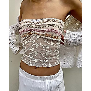 Y2k Sexy Strapless Tube Crop Top for Women Sleeveless Camisole Tanks Top Tee Going Out Streetwear