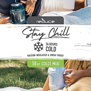 Reduce 50 oz Tumbler with Handle - Vacuum Insulated Stainless Steel Desk Mug with Sip-It-Your-Way Lid and Straw - Keeps Drinks Cold up to 36 Hours - Sweatproof, Dishwasher Safe - OG Mineral Blue